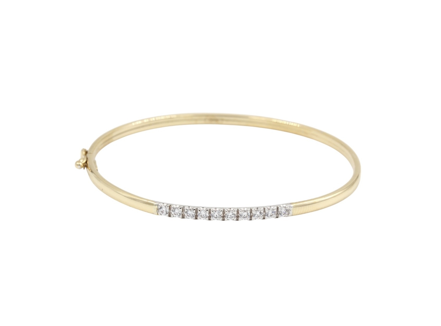 Armband i 18k guld stelt - tvåfärgat med zirkonia stenar